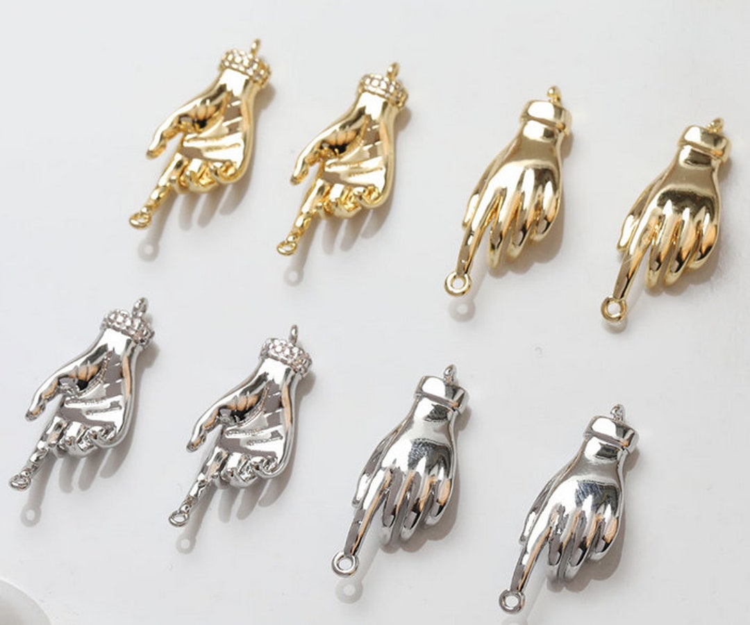 Hand Gesture Charms, 3D Metal Anatomical Finger Pendants for Quirky ...