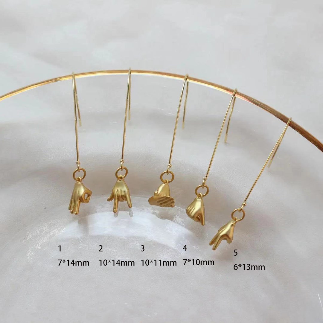 2pcs Gold Hand Gesture Charm - Peace Sign Hand Symbol Charm - Middle ...