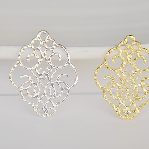 Diamond Shape Charm - Silver Lace Jewelry - Filigree Findings - 6pcs ...