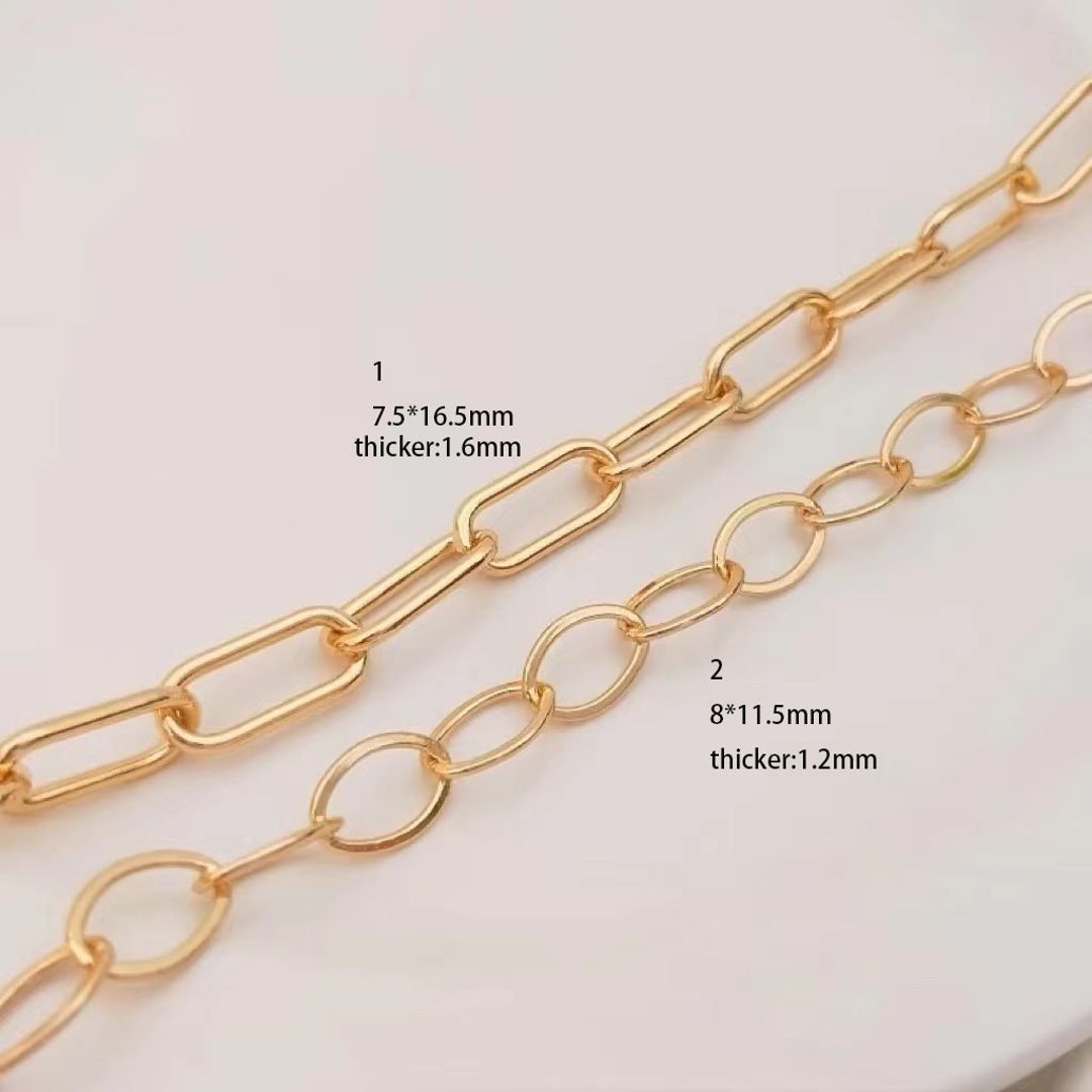 Gold Oval Link Paperclip Chain , Cable Link Chain, Layering Chains for ...