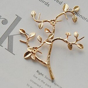 Gold Tree Branch - Tree Branch Charm - 2pcs Brass Plating Gold Tree ...