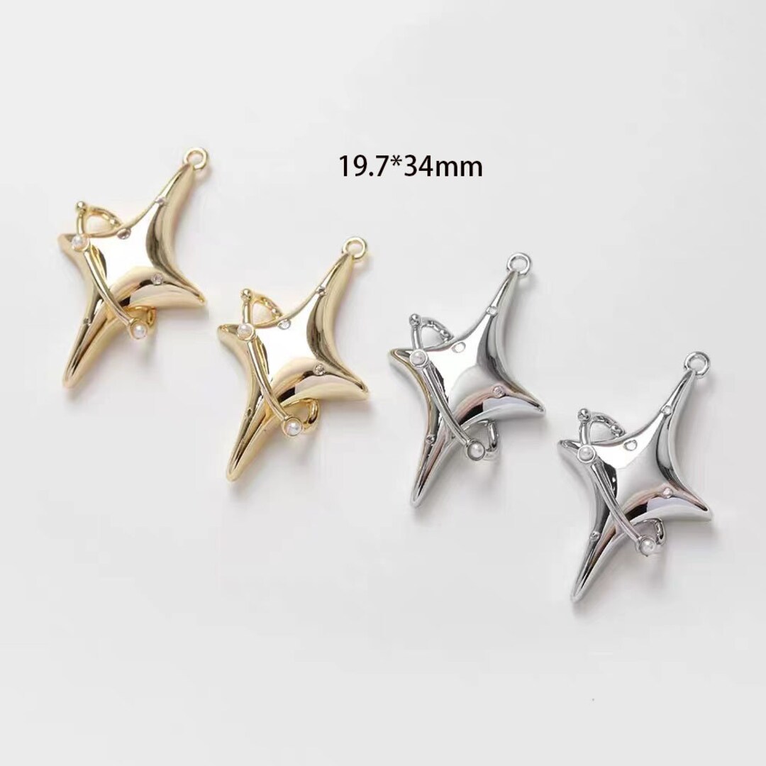 2pcs Mini Gold Star Charms - Tiny North Star Pendants for Necklace ...