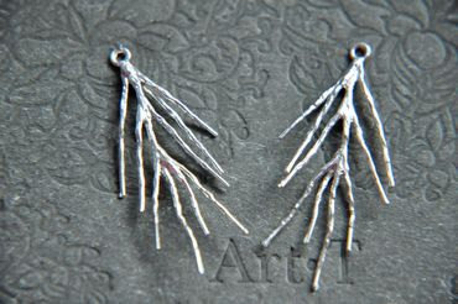 Silver tree branch tree branch charm 4pcs raw brass | Etsy