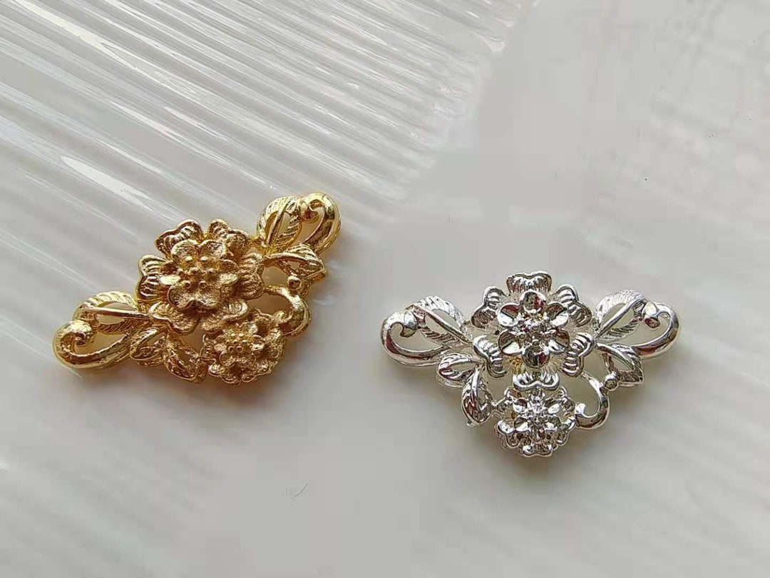 Filigree Floral Connector - Gold & Silver Lace Flower Round Connector ...