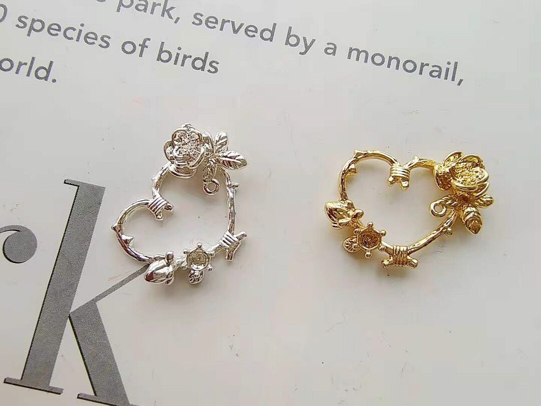 Heart Shaped Rose Vine Charms - Open Heart Jewelry Findings for DIY ...