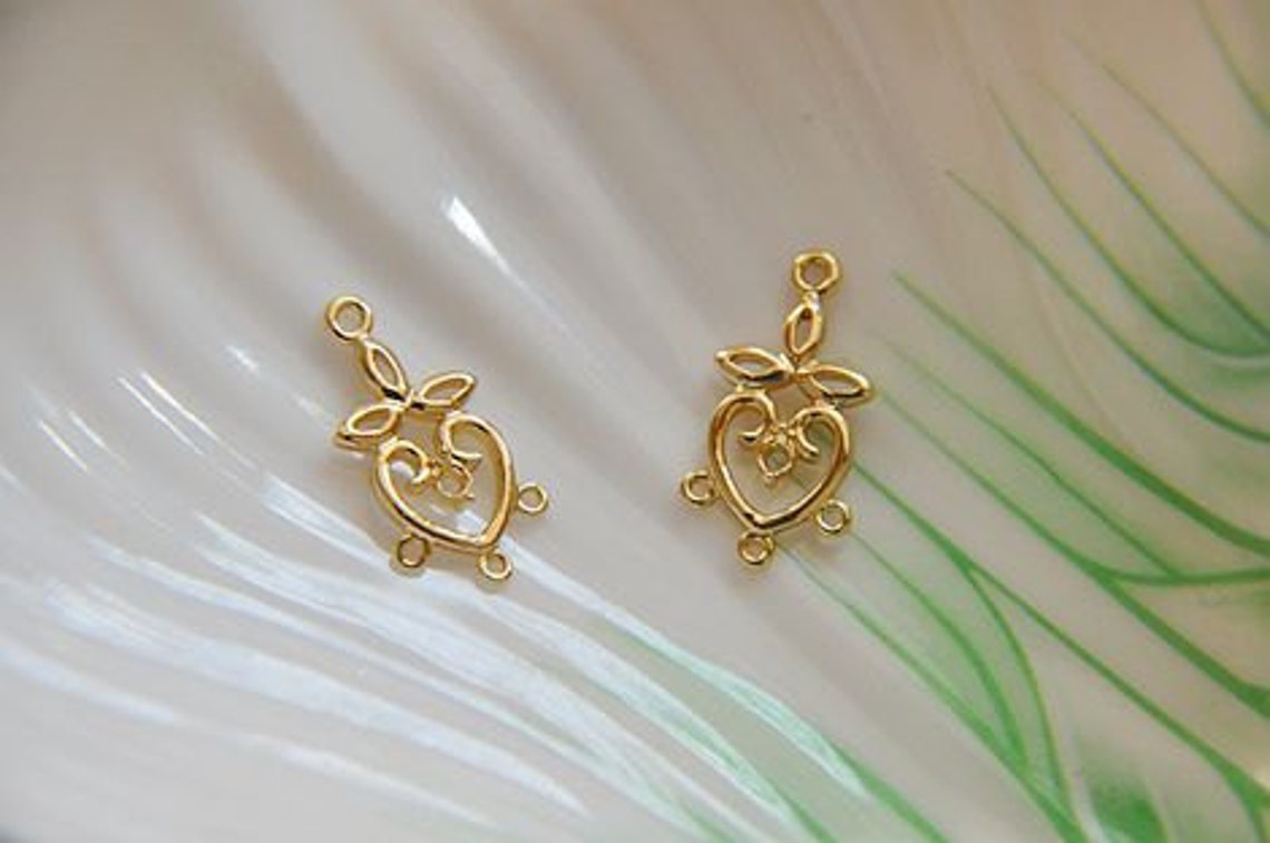 Tiny heart connector small gold connector small heart | Etsy