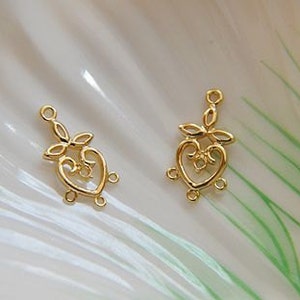 Tiny Heart Connector Small Gold Connector Small Heart Pendant Small ...