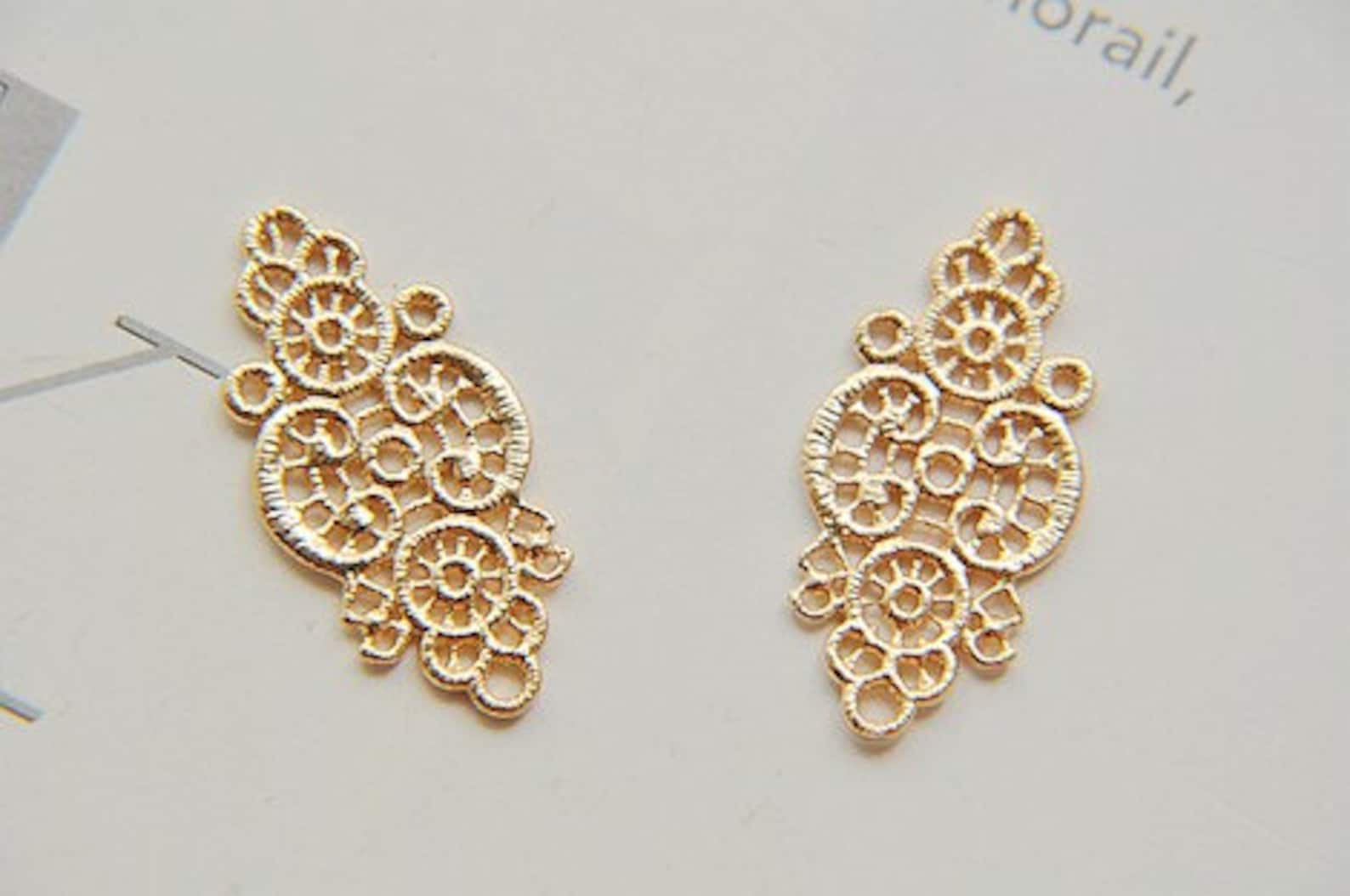 Filigree Findings Filigree Connectors Gold Metal Lace - Etsy