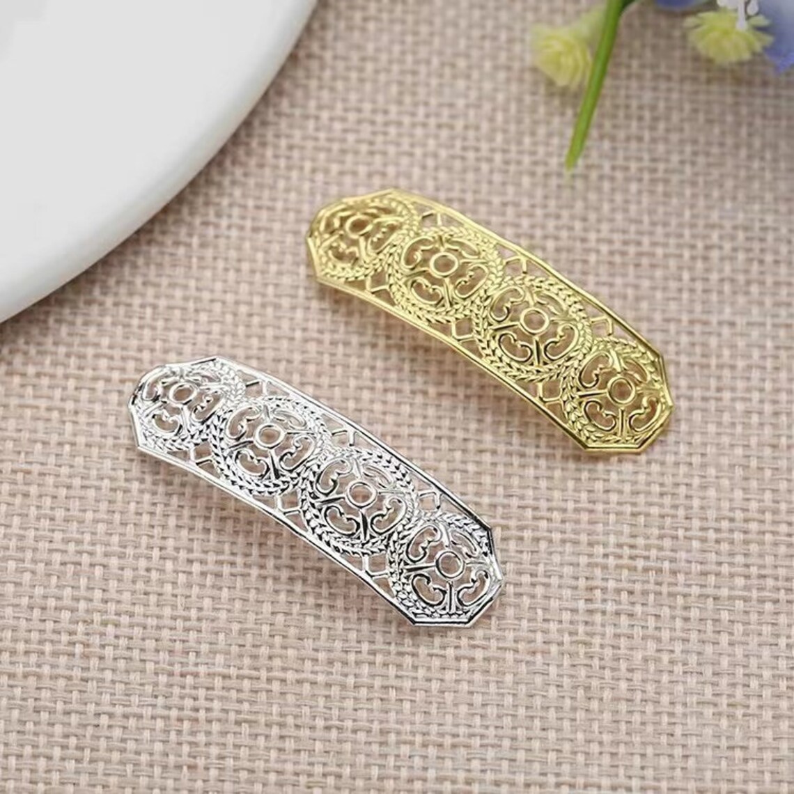 Filigree Bar Stamping - Vintage Bar Stamps for DIY Jewelry, Gold ...