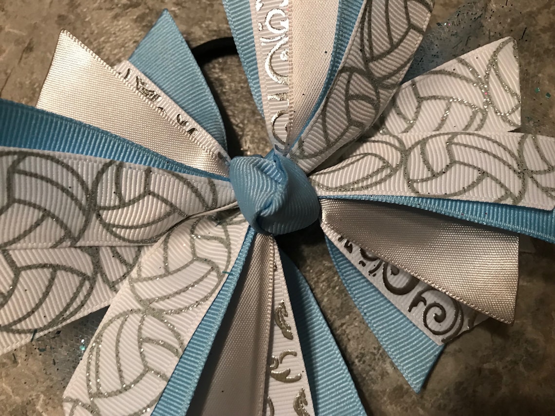 Blue and White Volleyball Hair Bow Volleyball Bow | Etsy