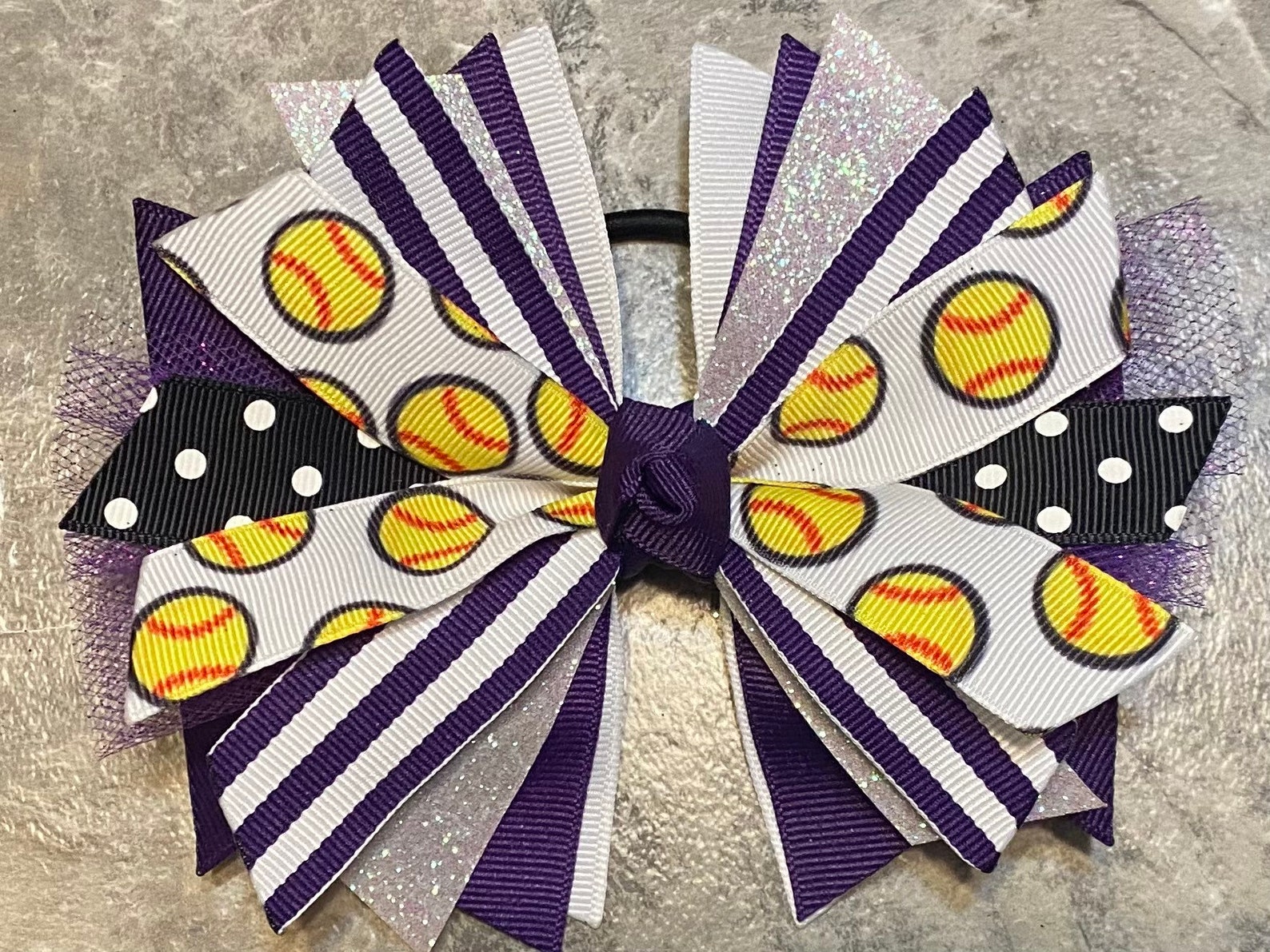 Purple Softball Bow Fastpitch Hair Bow Softball Pony Tie - Etsy
