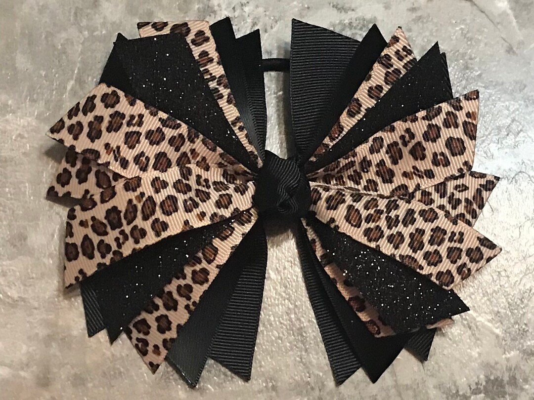 Cheetah Hair Bow, Wildcat Ponytail Ribbon, Animal Print Bow, Leopard ...