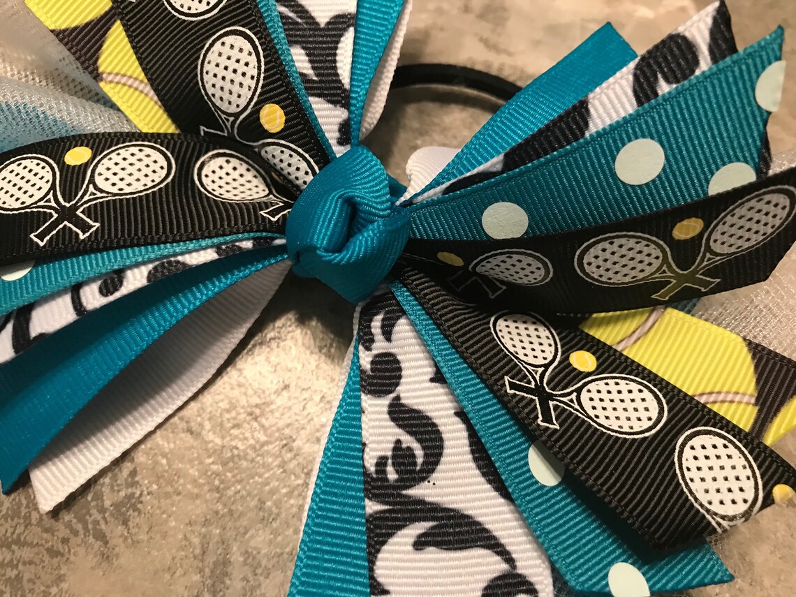 Teal Tennis Bow Tennis Hair Ribbon Tennis Hair Bow | Etsy