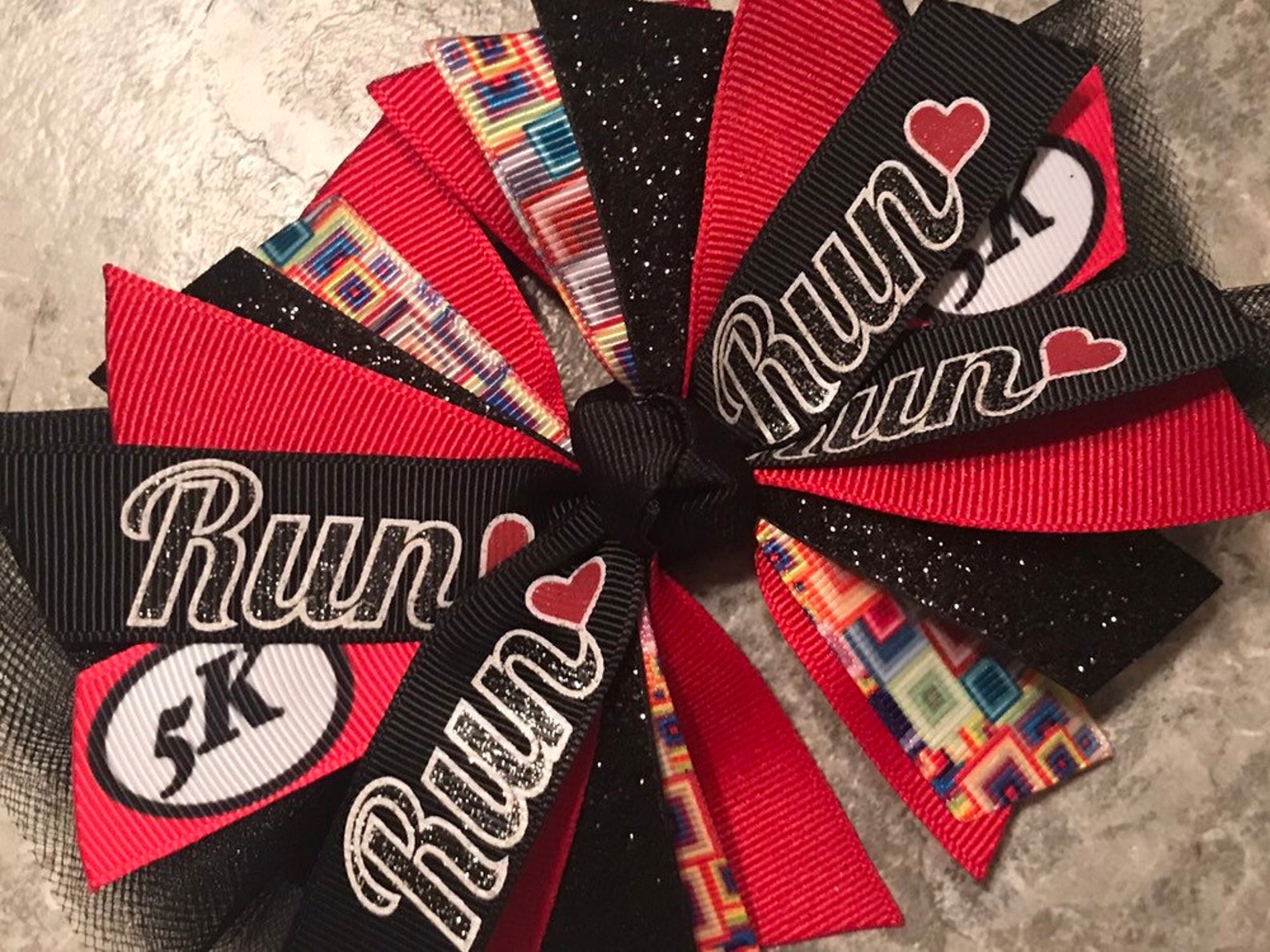 Running hair bow cross country bow girl run hair bow 5K | Etsy