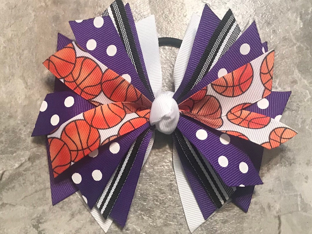 Basketball Hair Bow, Basketball Bow, Basketball Pony Tie, Basketball ...