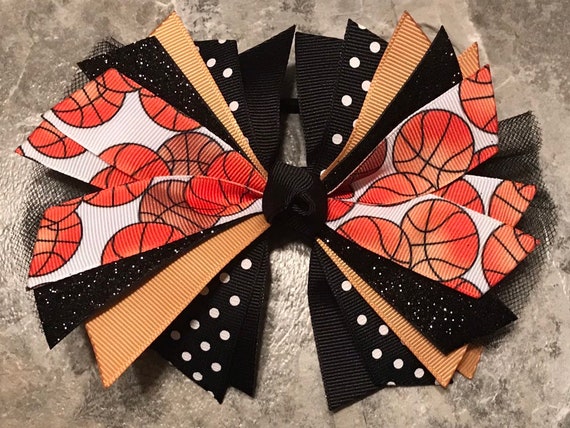 Black and Gold Basketball Hair Bow Basketball Bow | Etsy