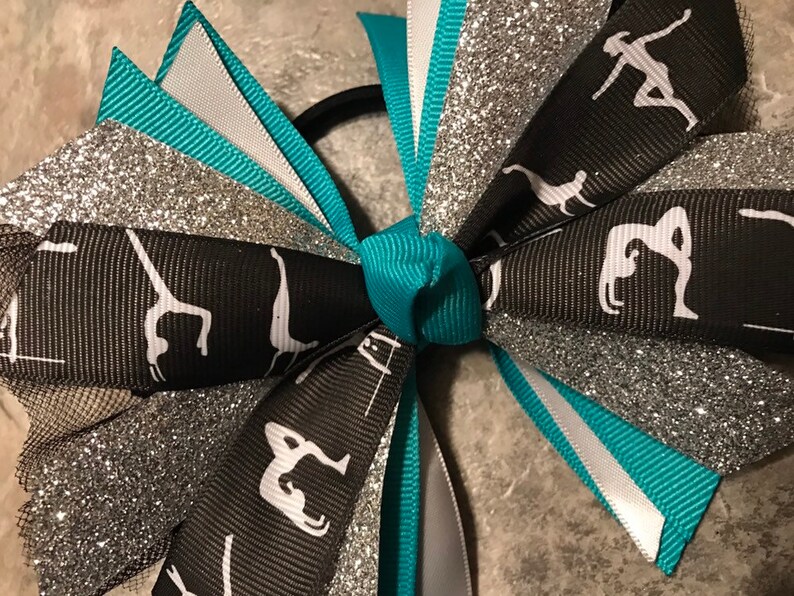 Teal Gymnastics Hair Bow Gymnast Hair Bow Gymnastics Bow | Etsy