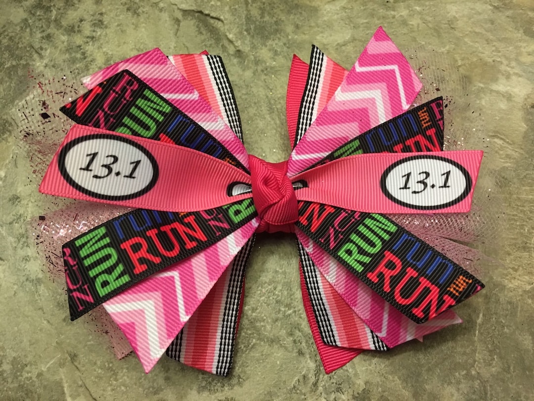 Running Hair Bow - Cross Country Bow - Run Ponytail - 13.1 Hair Bow ...
