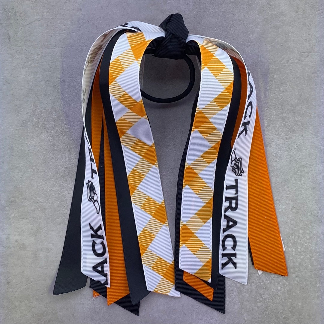 Choose Your Sport and Colors Orange and Black Track Bow, Hair Streamer ...