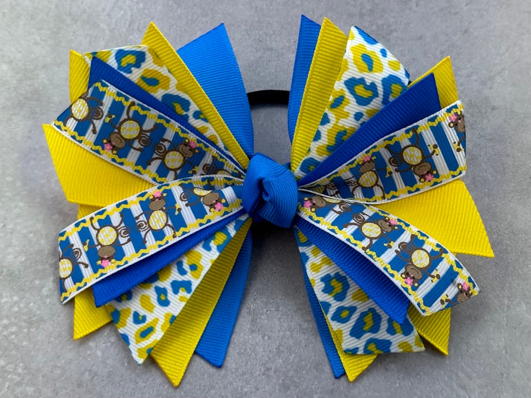Monkey Hair Bow, Monkey Ribbon, Rainforest Ribbon, Monkey Ponytail ...