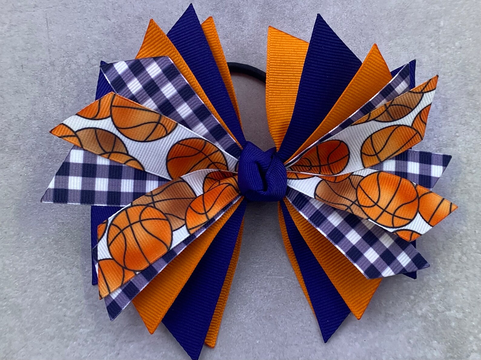 Navy and Orange Basketball Hair Bow, Basketball Bow, Basketball Pony ...