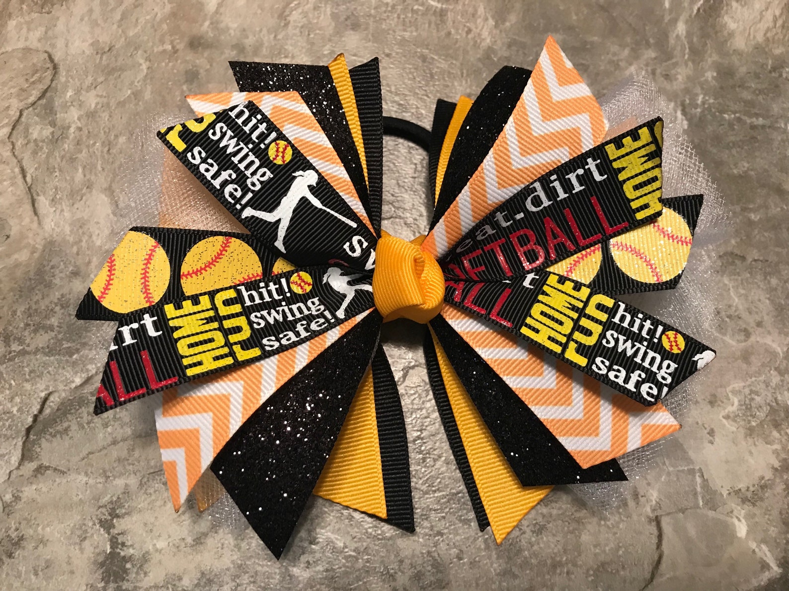 Softball Bow Fastpitch Hair Bow Softball Ponytail Yellow | Etsy