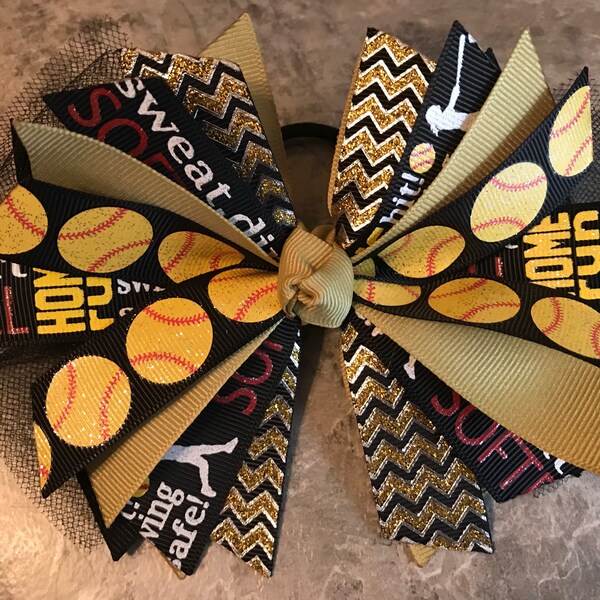 Softball Hair Bows - Etsy