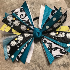 Teal Tennis Bow - Tennis Hair Ribbon - Tennis Hair Bow - Tennis Pony ...