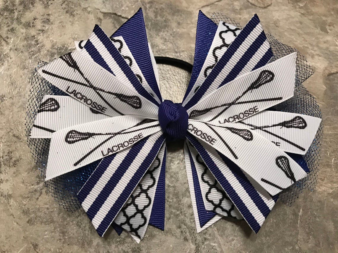 Royal Blue Lacrosse Bow - Lacrosse Hair Bow - Lacrosse Ponytail Ribbon ...