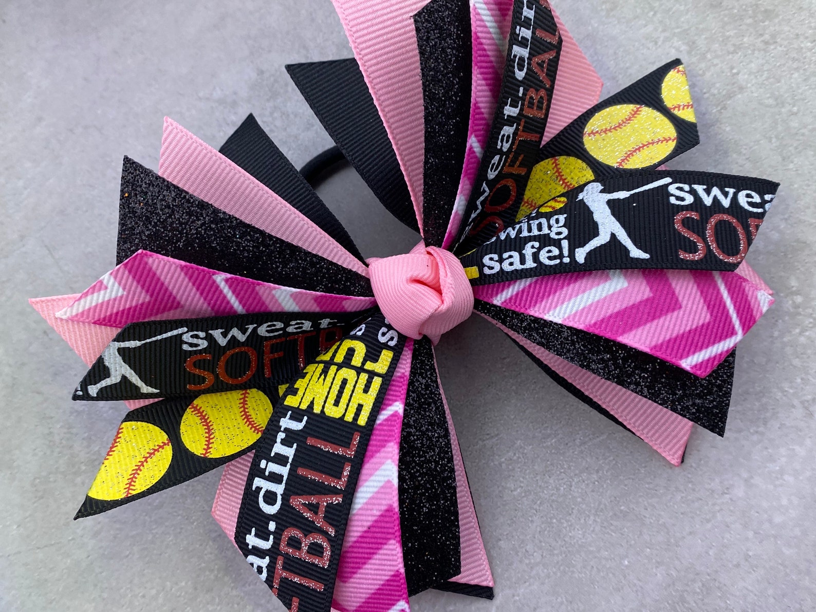 Pink Softball Bow Softball Ponytail Softball Pony Tie - Etsy