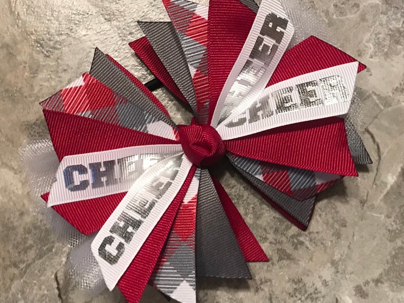 Crimson and Gray Cheer Bow Cheer Hair Tie Cheer Ribbon - Etsy