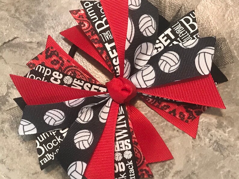 Black & Red Volleyball Bow Volleyball Hair Bow Volleyball | Etsy