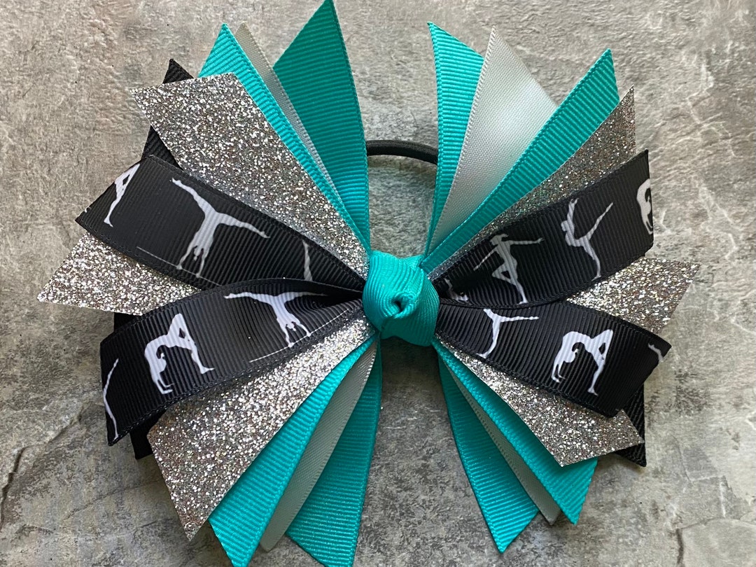 Teal Gymnastics Hair Bow, Gymnast Hair Bow, Gymnastics Bow, "blue ...
