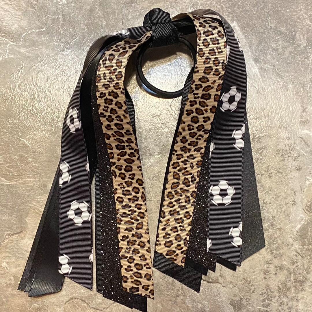 Choose Your Sport and Colors - Black Wildcat Soccer Bow, Hair Streamer ...