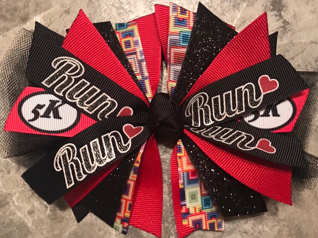 Running Hair Bow - Cross Country Bow - Girl Run Hair Bow - 5K Hair Bow ...