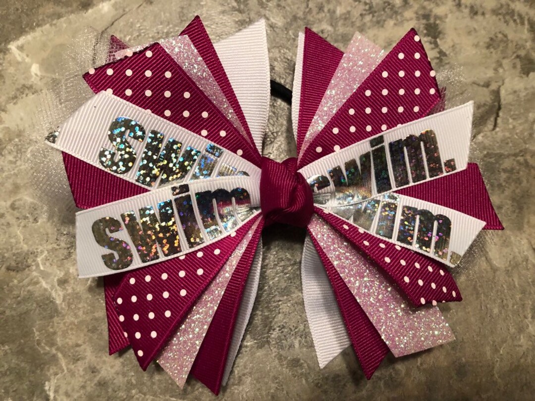 Swim Hair Bow - Swim Bow - Swim Pony Tie - Swim Ribbon - Swim Barrette ...