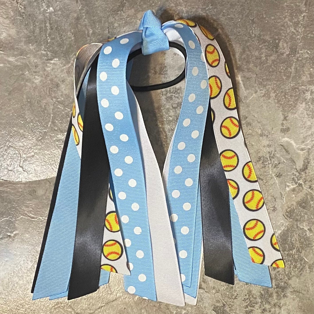 Choose Your Sport and Colors Light Blue and White Softball Bow, Hair ...
