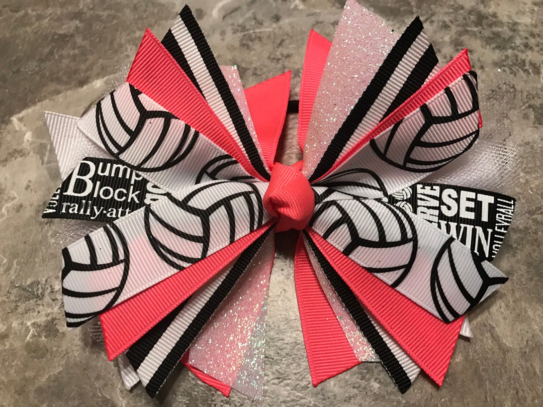 Volleyball Bow - Volleyball Hair Bow - Volleyball Hair Tie - Volleyball ...