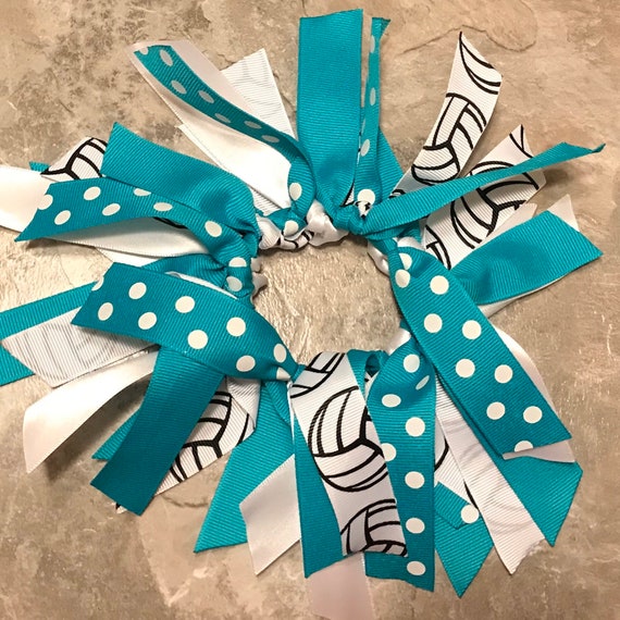 Choose Your Sport and Team Colors Teal Volleyball Bow Hair | Etsy