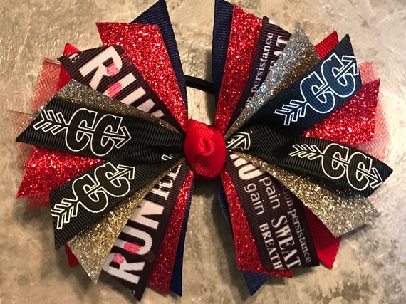 Running hair bow cross country bow track hair bow running | Etsy