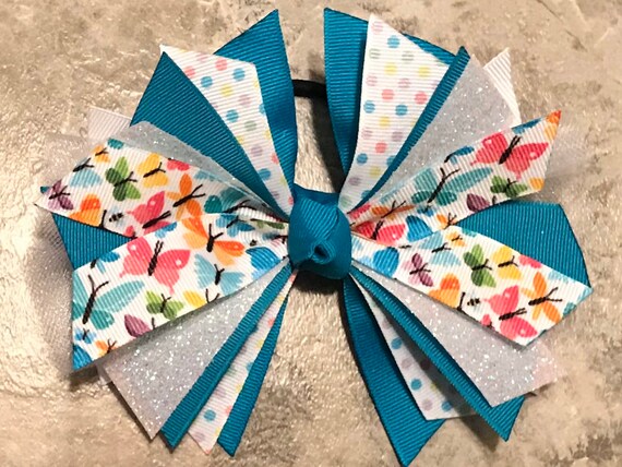Sapphire Blue Butterfly Hair Bow Butterfly Ribbon Butterfly | Etsy