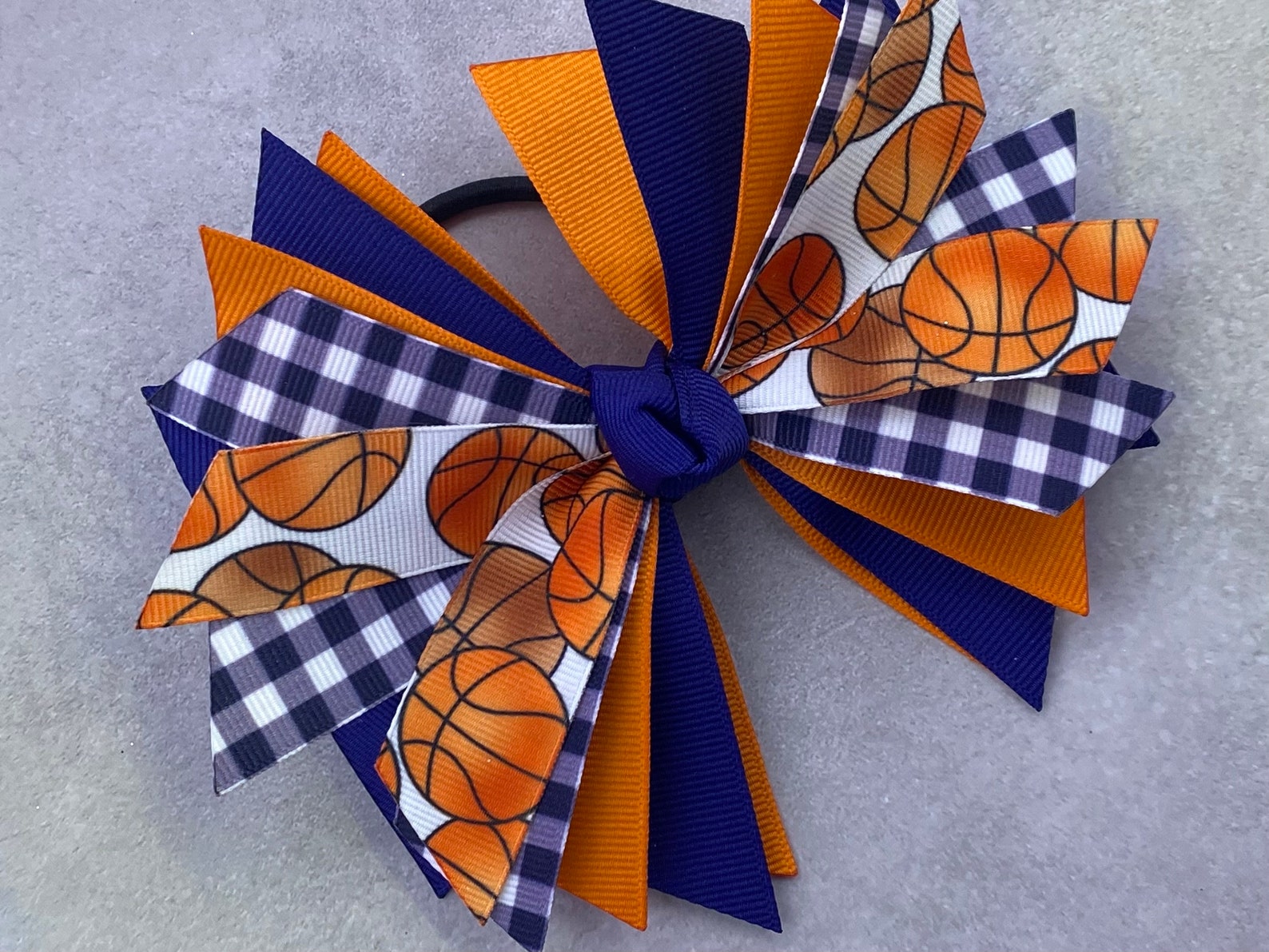 Navy and Orange Basketball Hair Bow, Basketball Bow, Basketball Pony ...