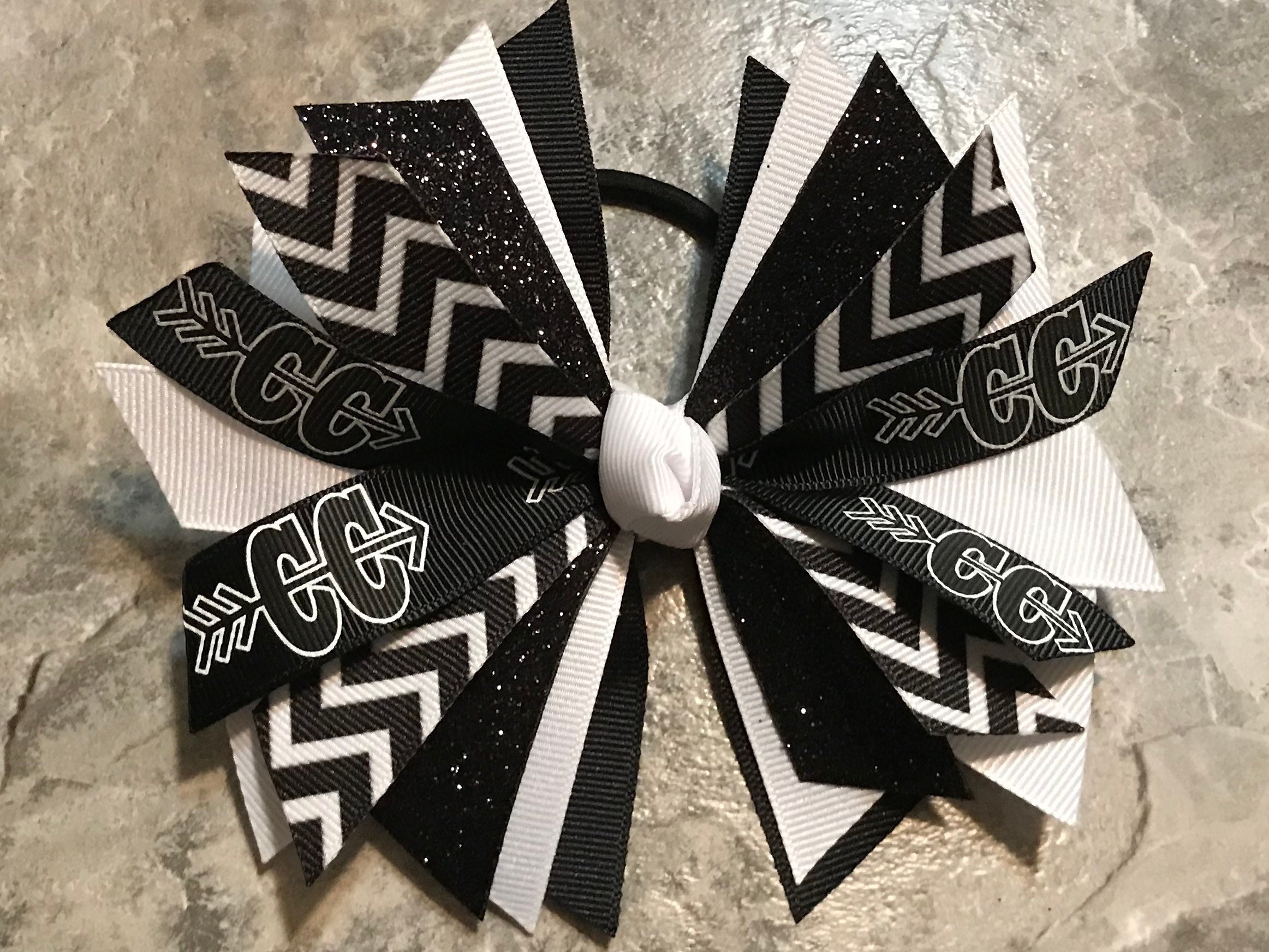 Choose Your Sport, Cross Country Bow, Black & White Hair Bow, Team Gift ...