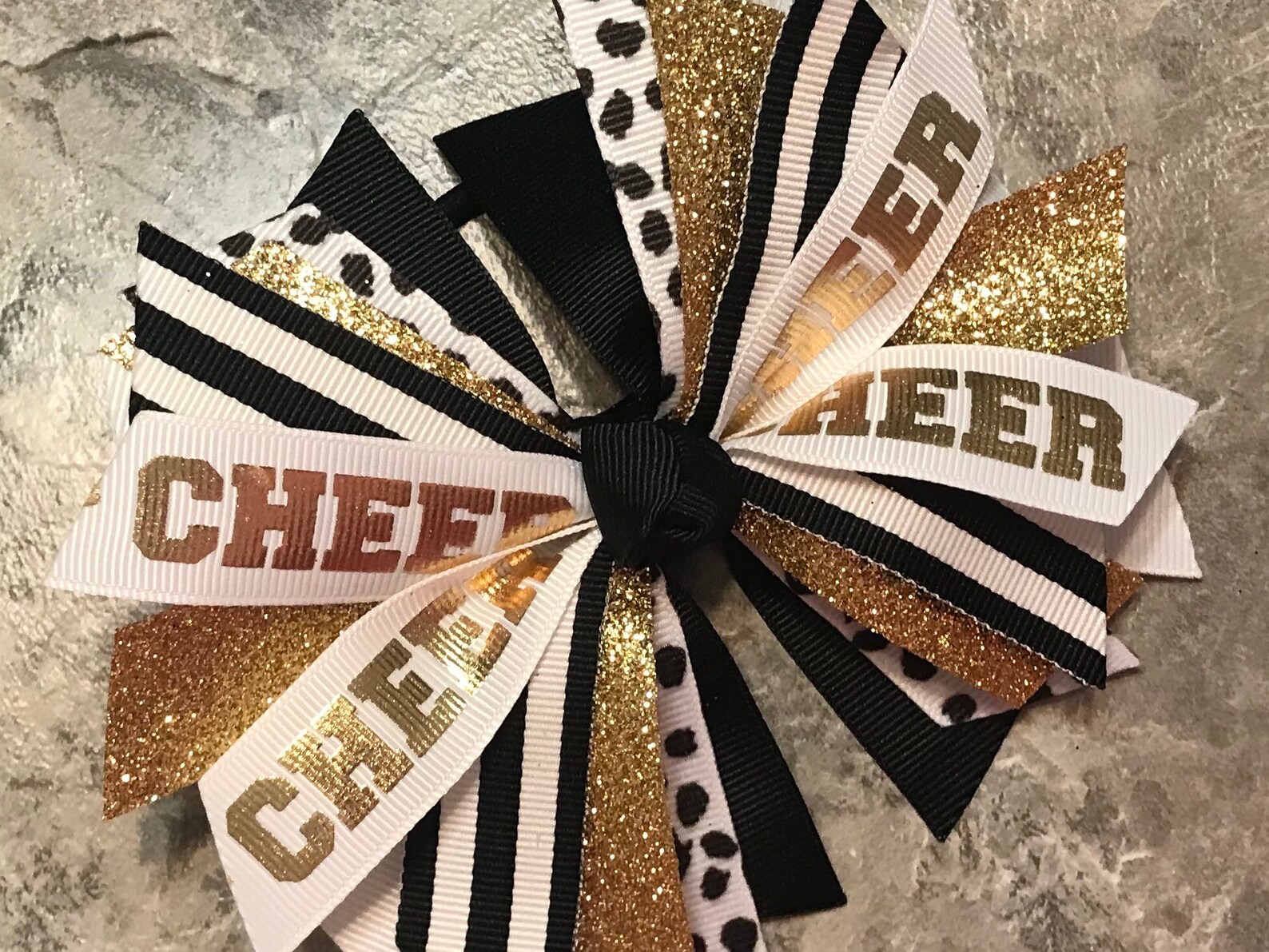 Black White & Gold Cheer Bow Cheer Hair Tie Cheer Ribbon | Etsy