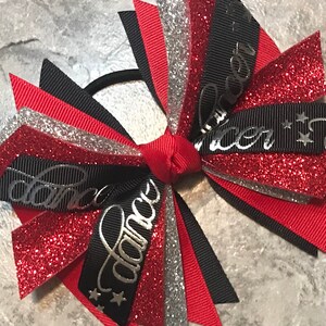 Red Dance Bow, Dance Pony Tie, Dancer Bow, Dance Ribbon, Dance Hair Tie ...