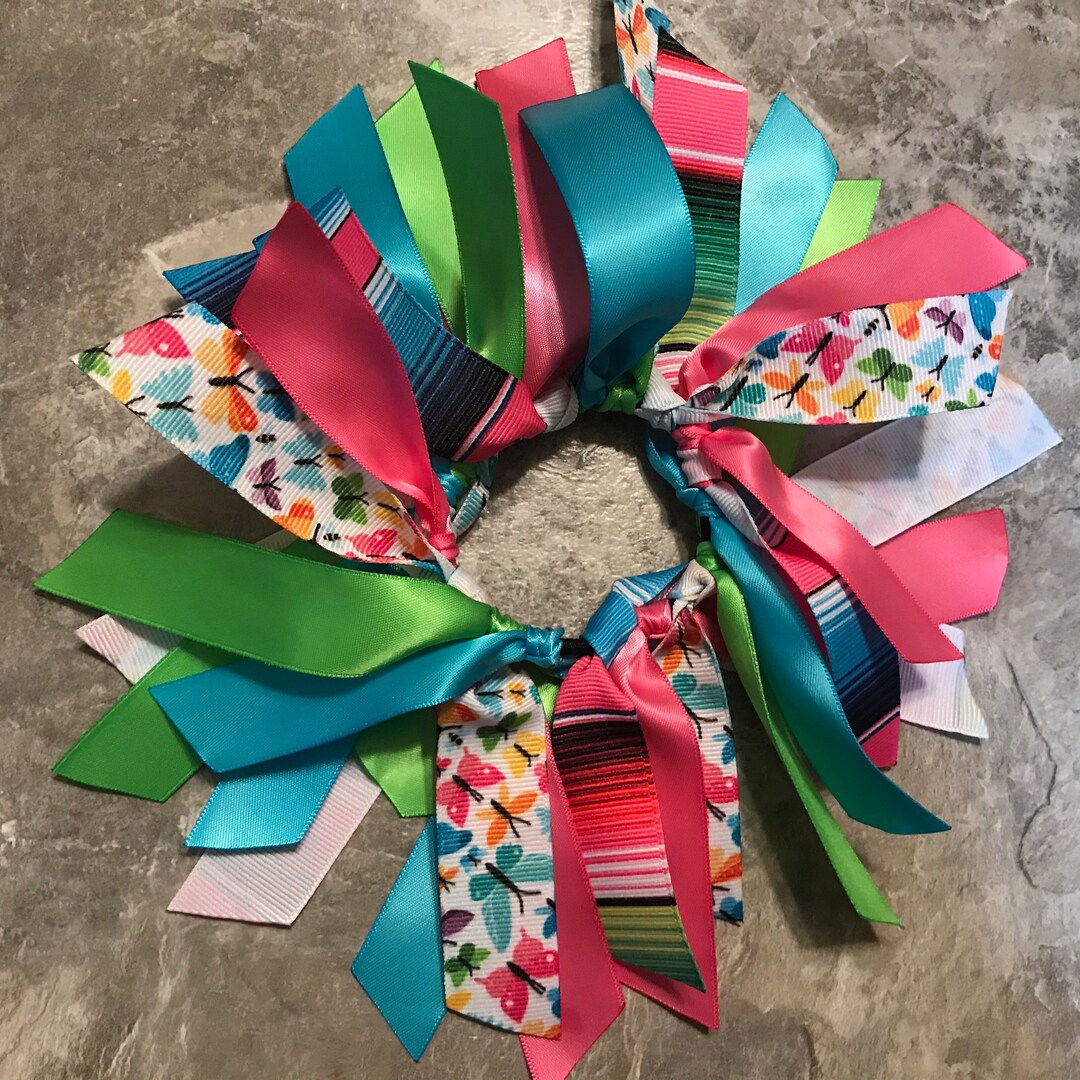 Butterflies Ponytail Ribbon, Butterflies Pony Tie, Ribbon Scrunchie ...