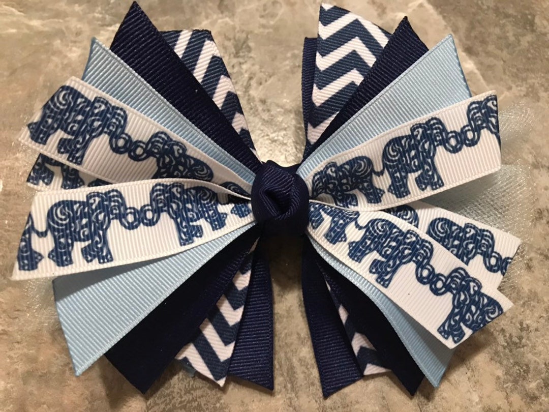 Elephant Hair Bow, Elephant Ribbon, Safari Ribbon, Elephant Ponytail ...