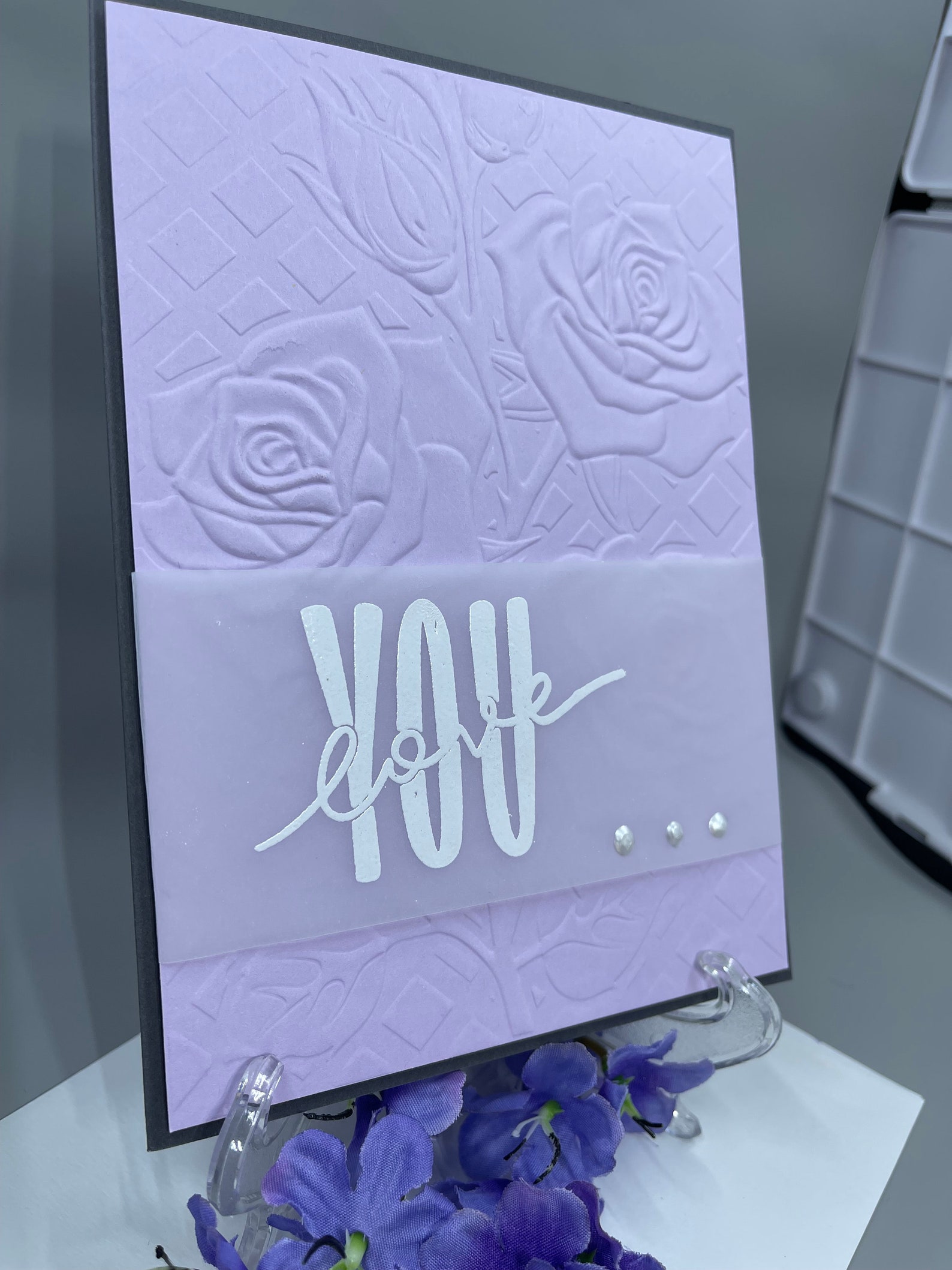 Purple Roses, Embossed Anniversary Card - Etsy