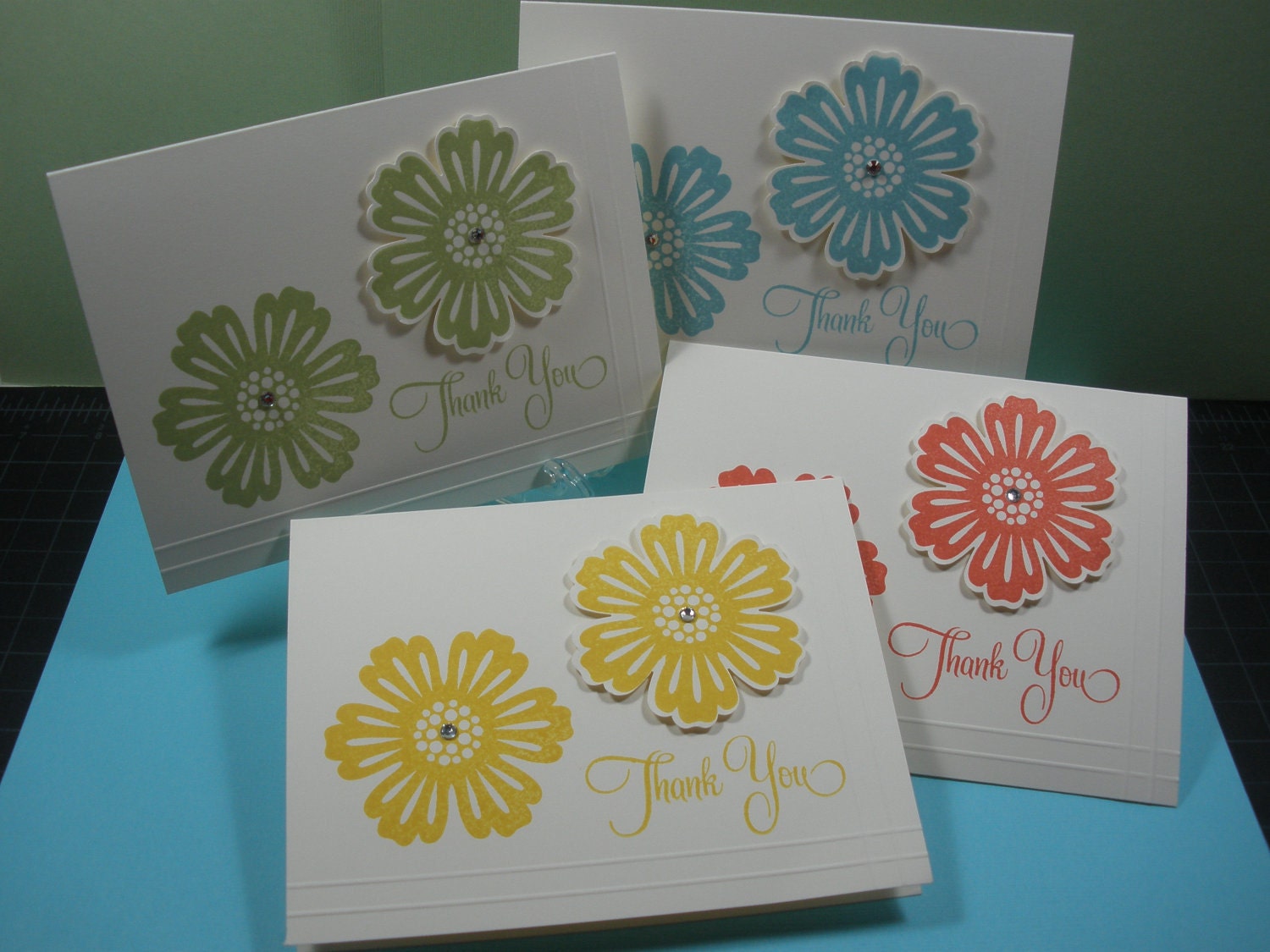 Thank You, Four Card Set, Multi-colors - Etsy