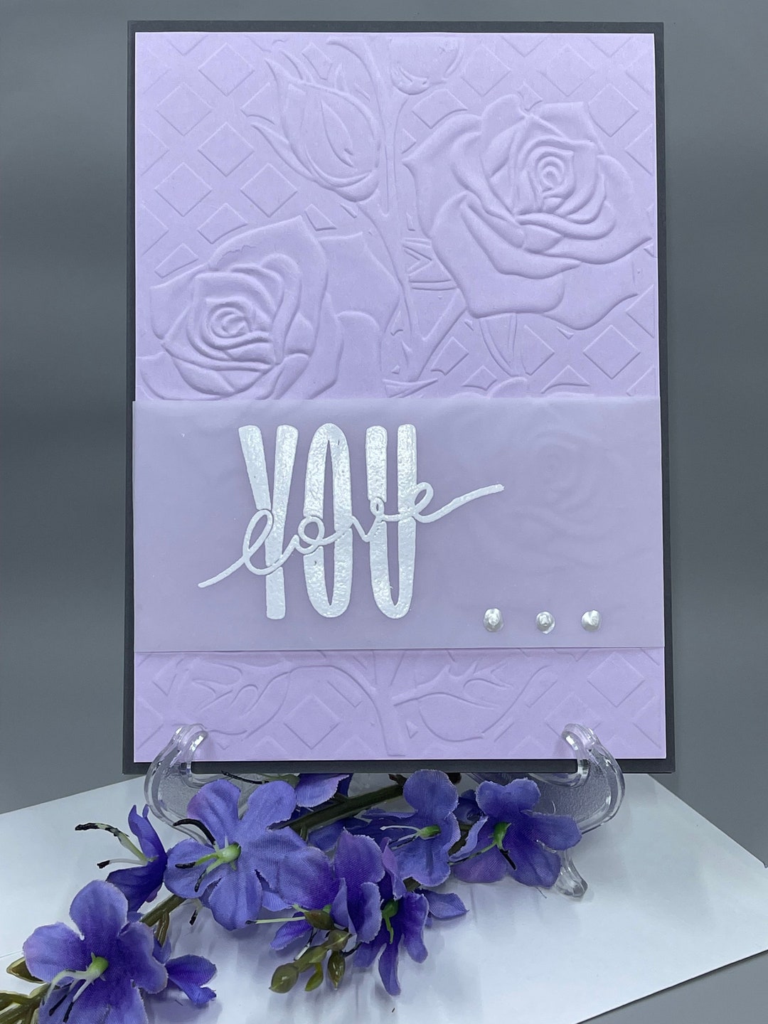 Purple Roses, Embossed Anniversary Card - Etsy